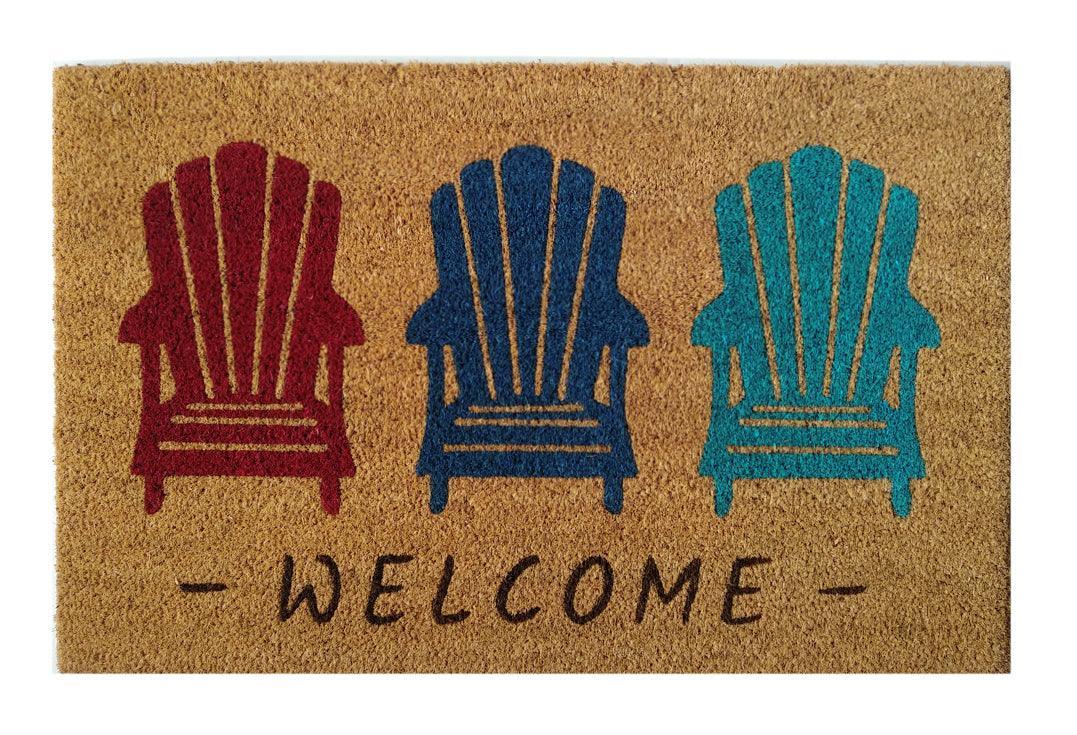 Three Chair Welcome Coir Doormat