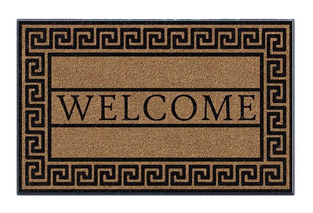 Welcome Greek Key Coir Doormat